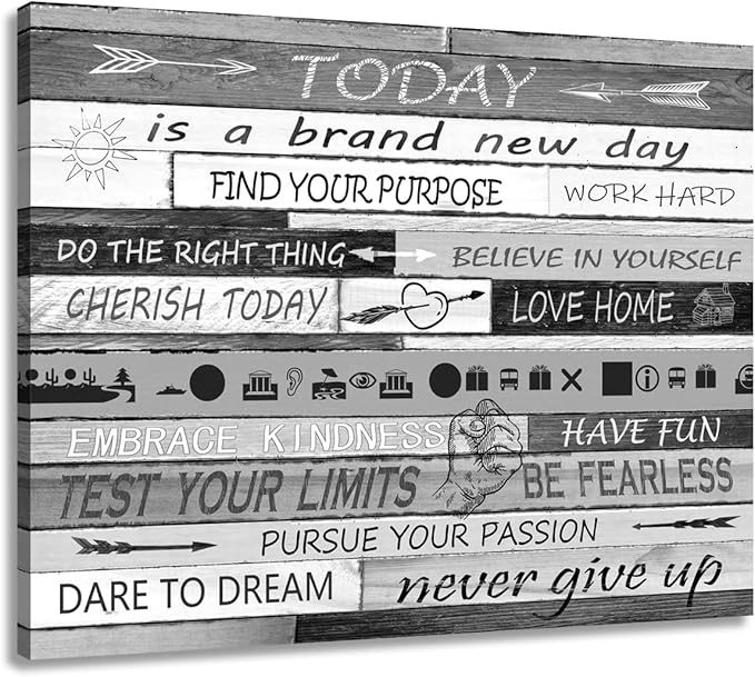 Amazon.com: Woxfcart Inspirational Quotes Canvas Wall Art, Black and ...