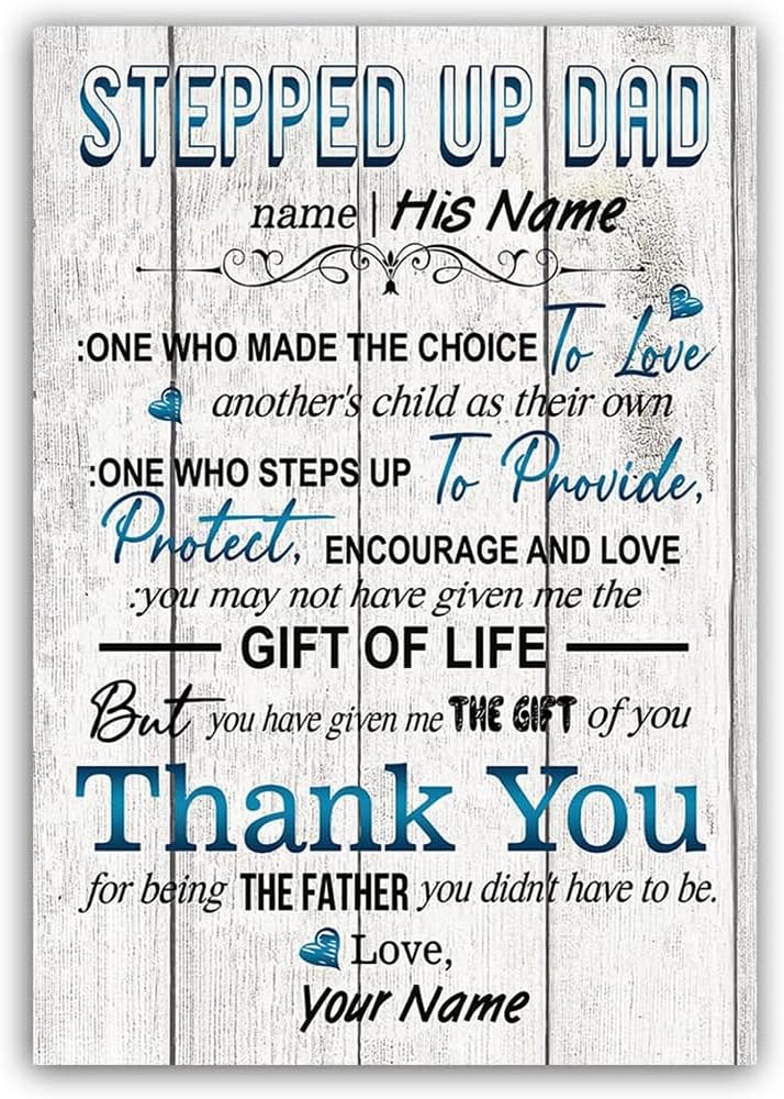 Amazon.com: ThisYear Personalized Stepped Up Dad Canvas, Happy Father's ...
