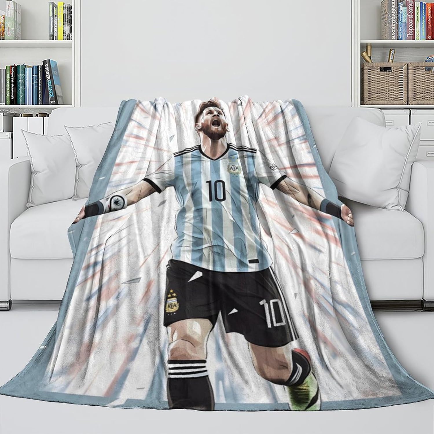 REIPOL Messi Plush Blanket - 3D Printed Flannel Blanket for Kids Teens ...