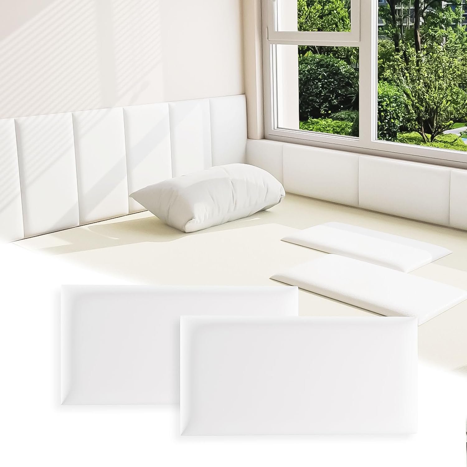 3D Anti-Collision Wall Padding for Kids, White Peel and Stick Headboard ...