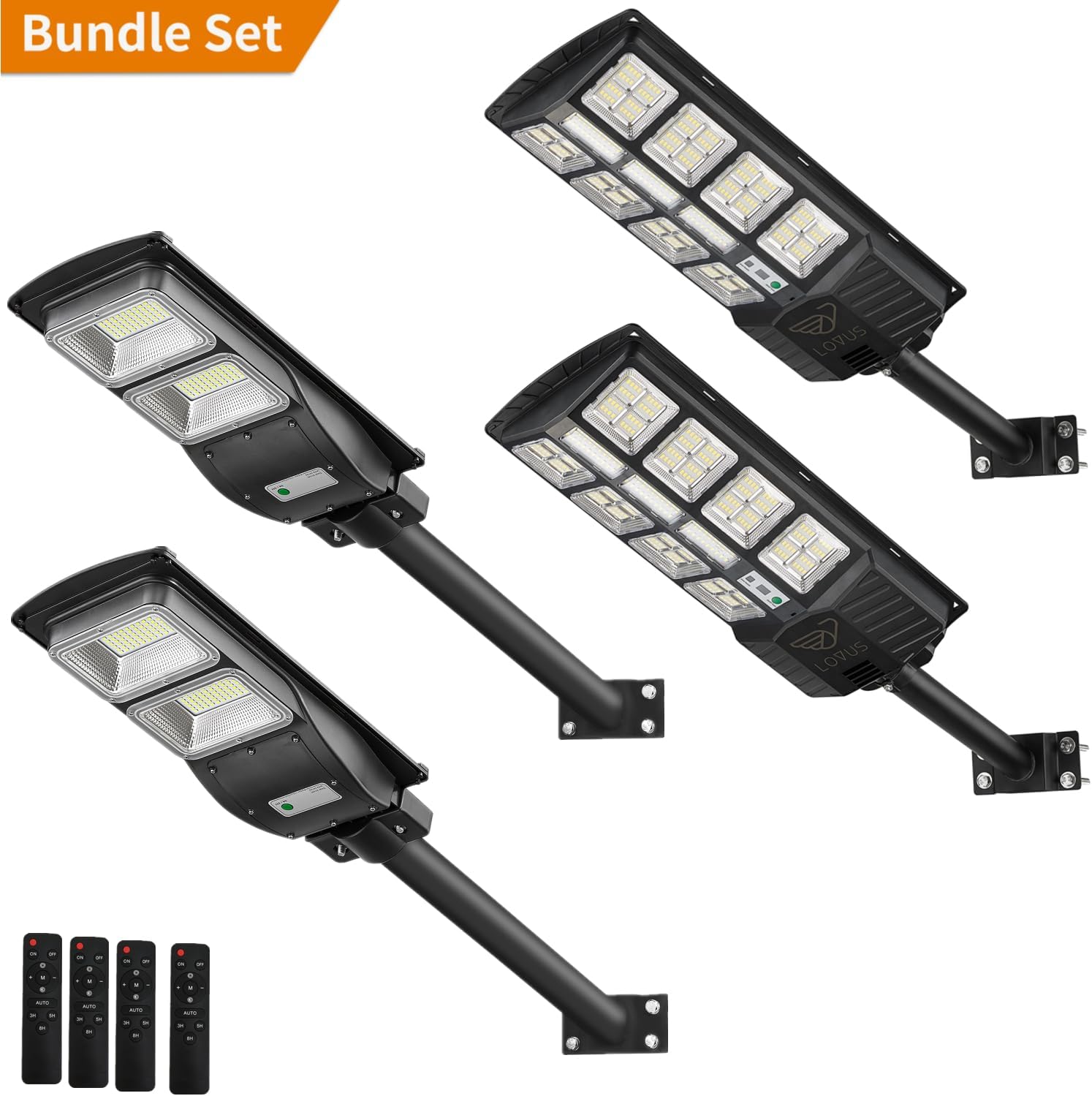 Lovus 4Pack Solar Street Lights Outdoor, Solar Parking Lot Lights ...