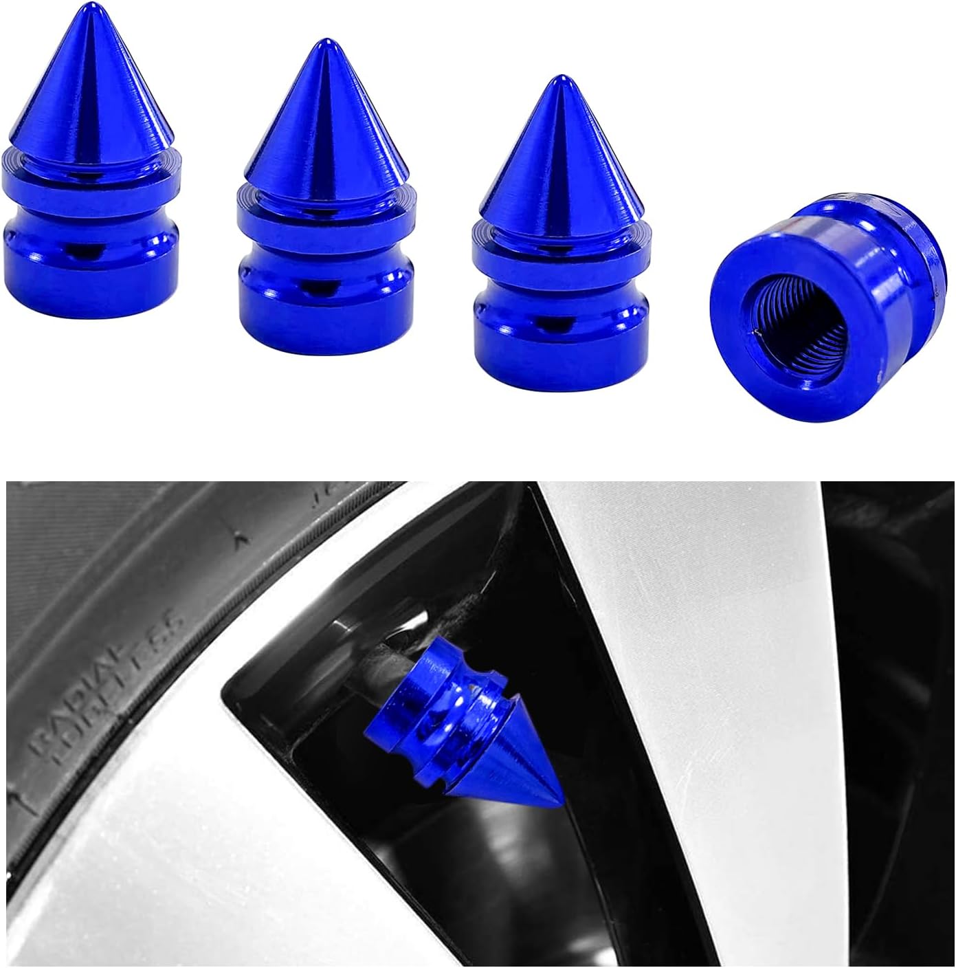 Amazon.com: Ziciner 4 PCS Car Tire Valve Caps, Spiked Aluminum Alloy ...