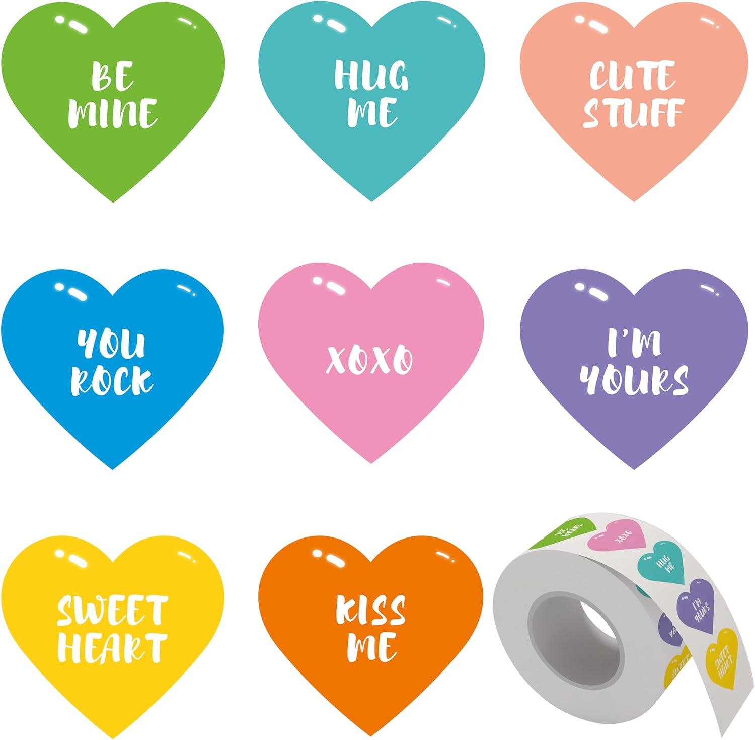 Amazon.com: 500 PCS Heart Stickers for Kids,Valentine Day Stickers,Love ...