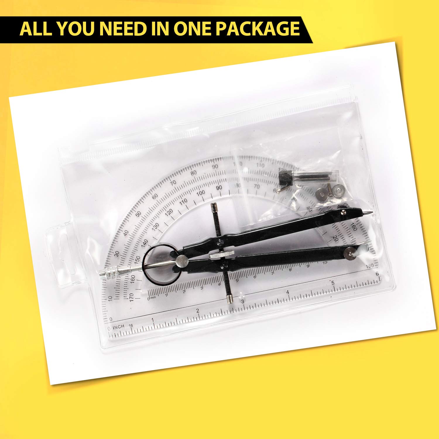 Snapklik.com : Professional Precision Compass Set, Metal Spring Bow Compass