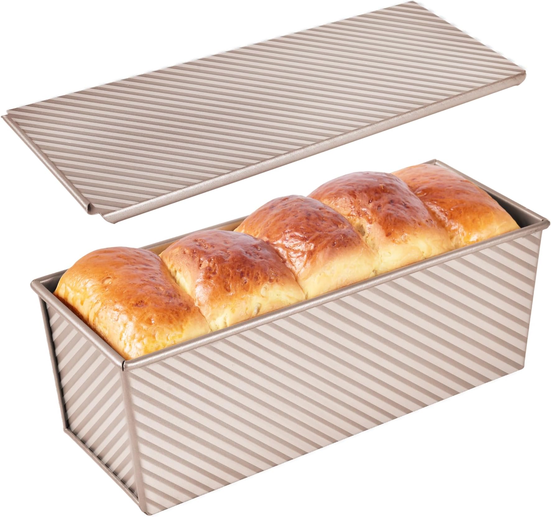 Amazon.com: Bakeley Commercial Pullman Loaf Pan with Lid, 2.2Lb Dough ...