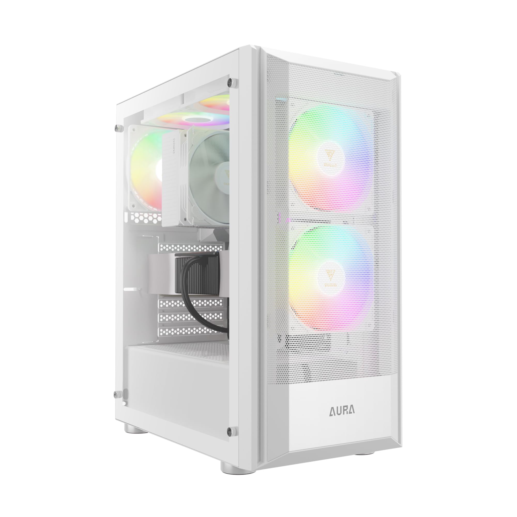 Amazon.com: GAMDIAS AURA Gaming RGB ATX Mid Tower Gaming PC Case, White ...