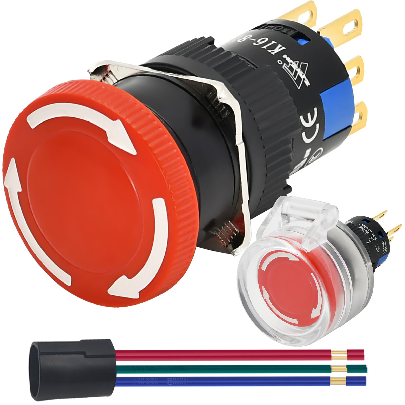 Snapklik.com : Mini Emergency Stop Push Button Switch 5/8" Hole 16mm 2 ...