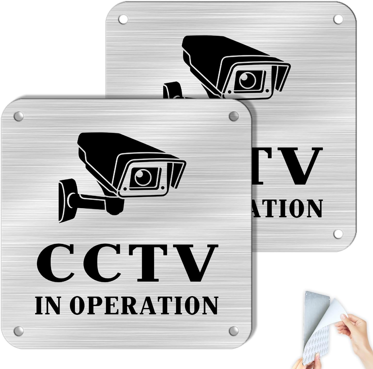 SINMAO 2 Pack CCTV In Operation Sign Outdoor Metal with Self-adhesive ...