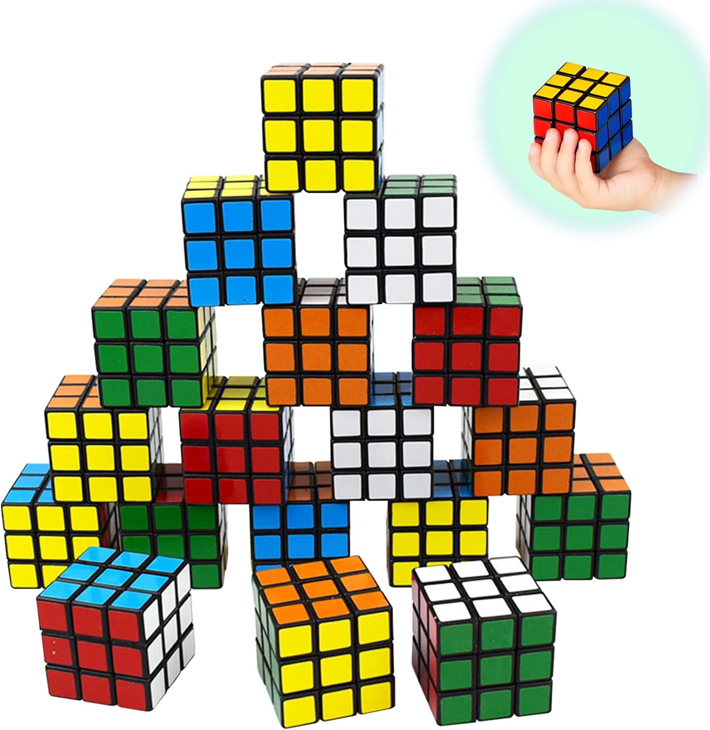 Mini Rubix Cube 3x3 CM - 18 Piece Set for Party Bags, Magic Cubes ...