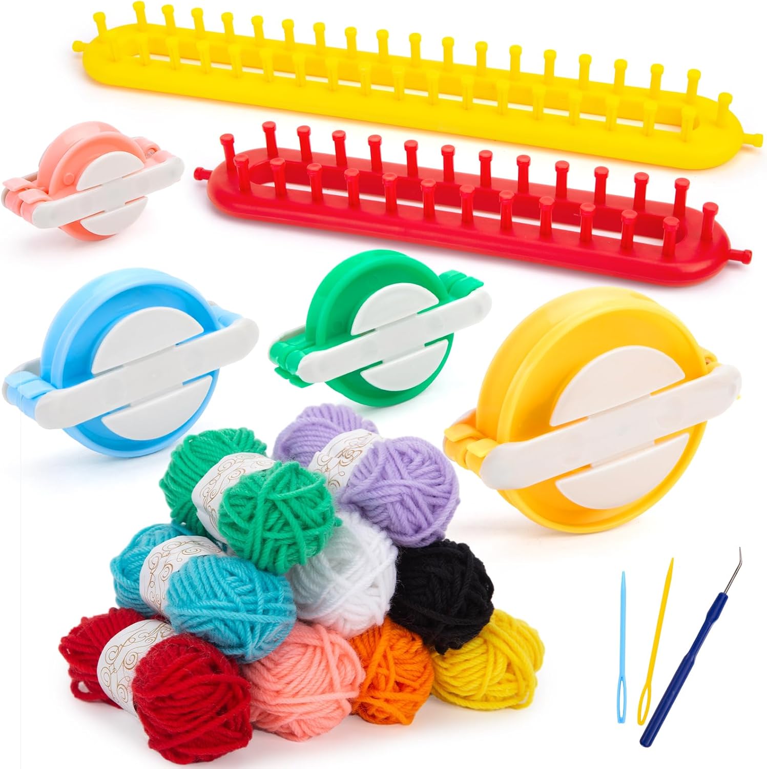 Amazon.com: VGOODALL 18PCS Knitting Loom and Pompom Maker Set ...
