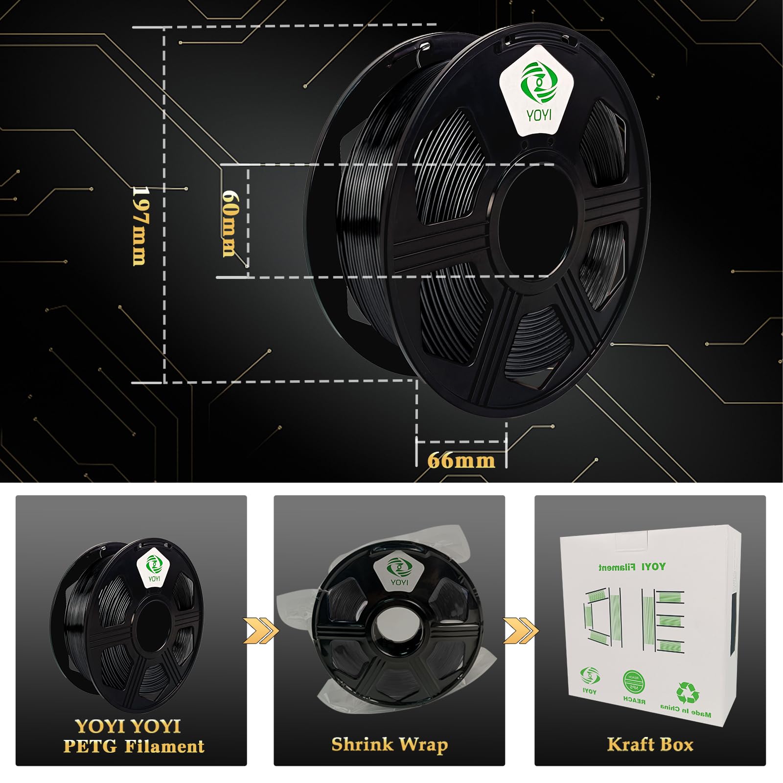 Snapklik.com : YOYI YOYI 3D Printer Filament,PETG Filament 1.75mm 2.2lbs