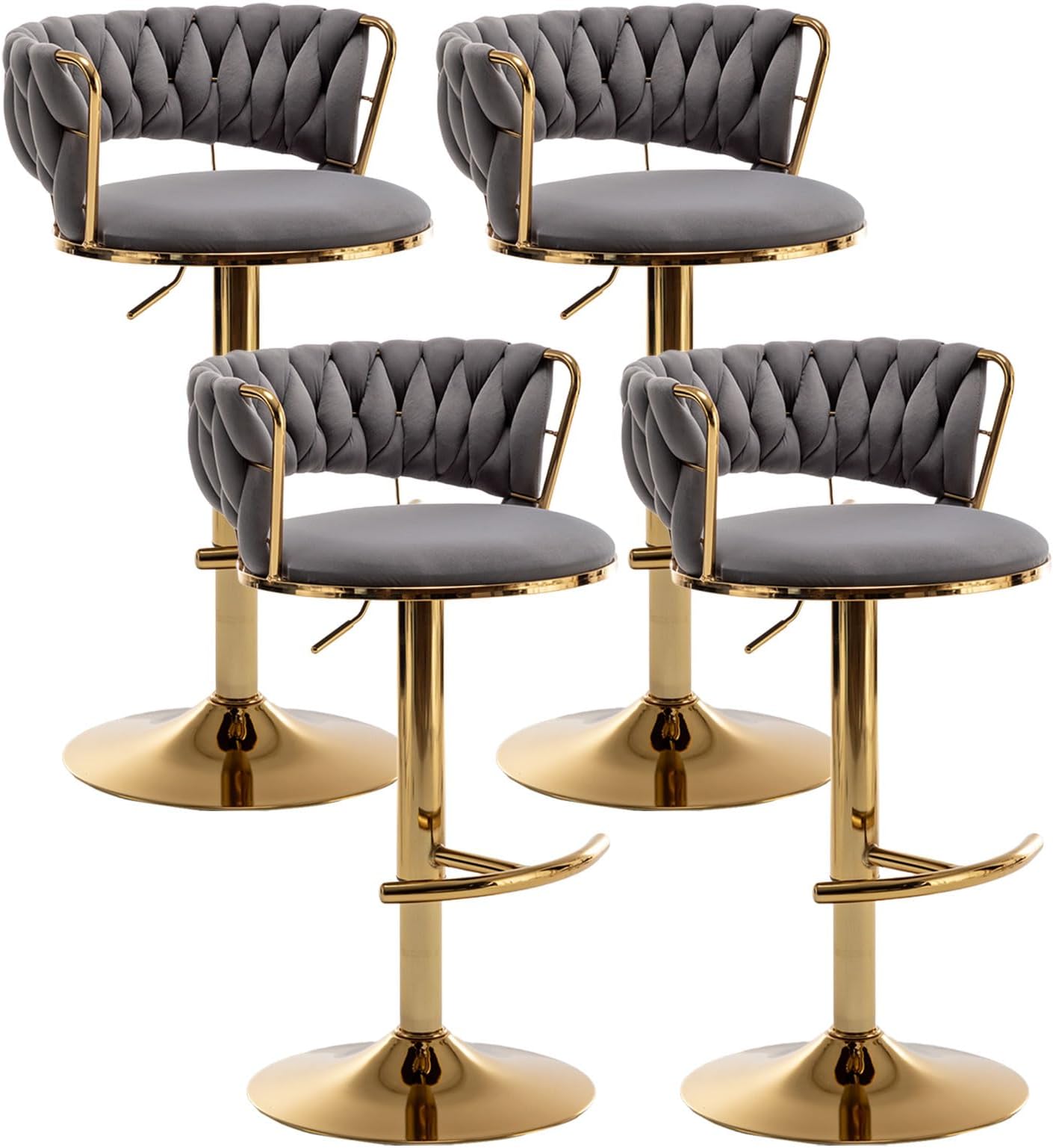 Amazon.com: KINFFICT Bar Stools Set of 4, Velvet Counter Height ...