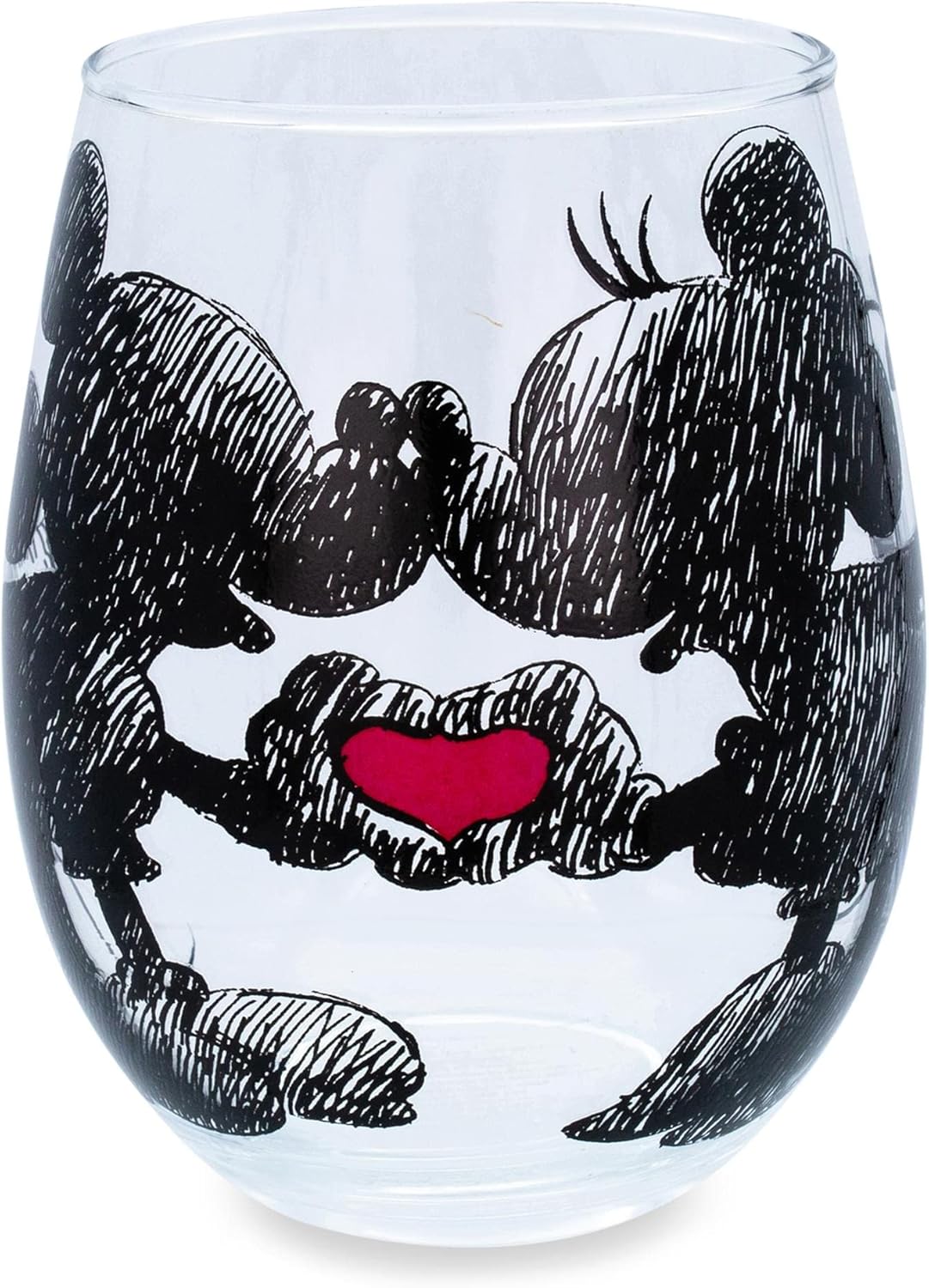 Disney Mickey and Minnie Mouse Heart Teardrop Stemless Wine Glass ...