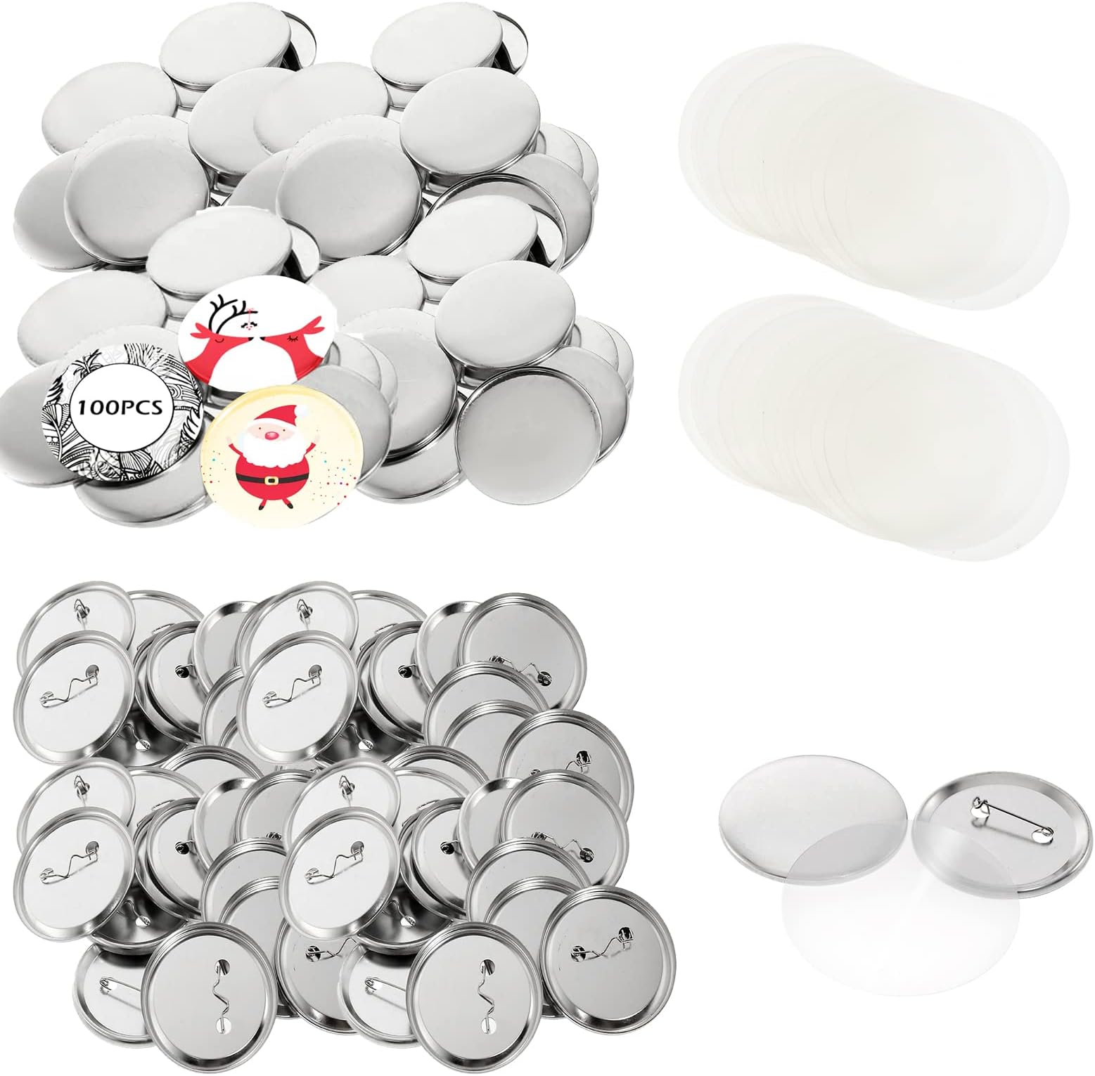 Amazon.com: Mostme 200 Sets 58mm Button Parts Button Supplies, 2.25 ...