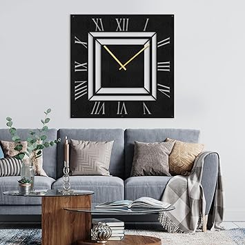 Amazon.com: SIGNLEADER Metal Wall Clock Decor Wall Art Silent Battery ...