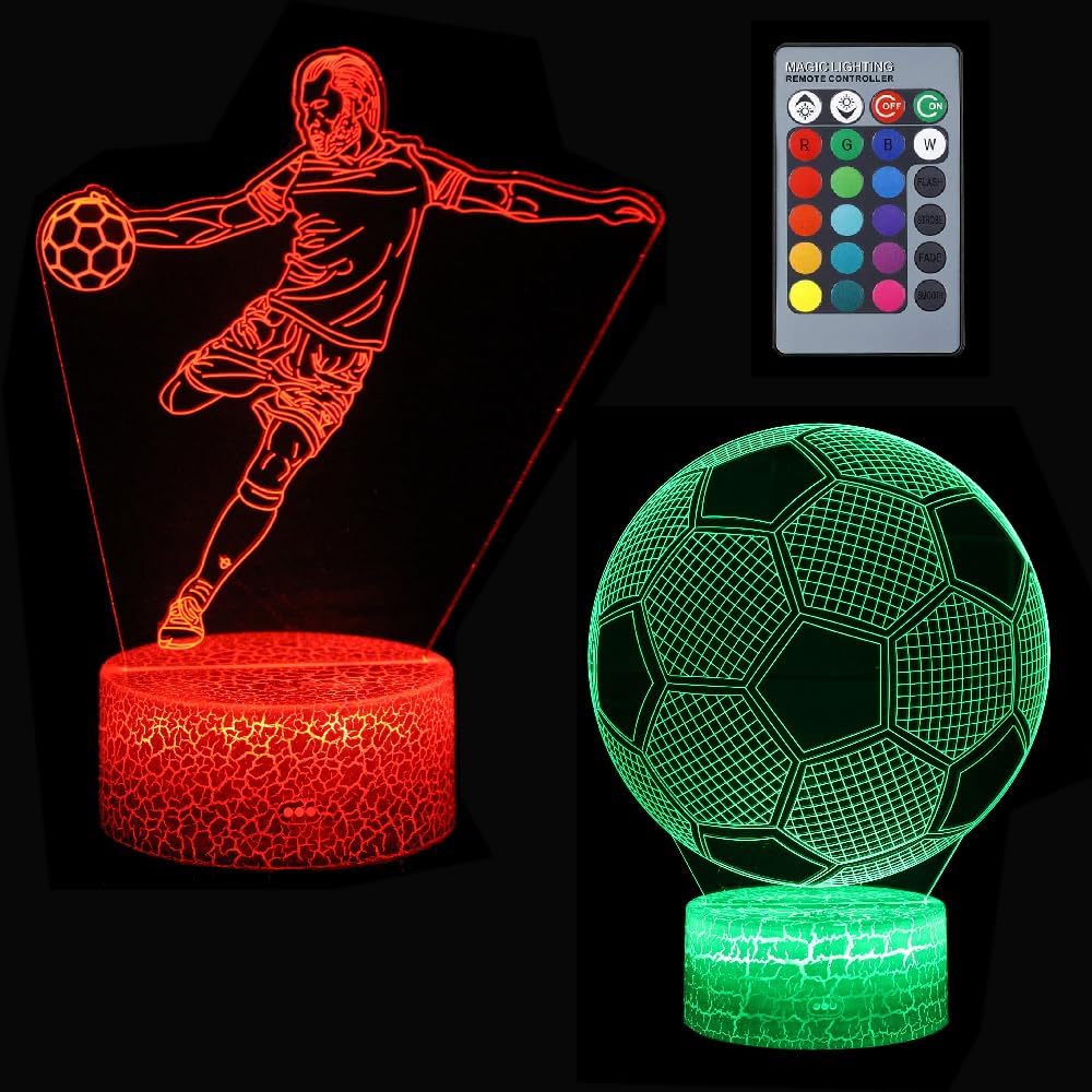 Football 3D Illusion Night Light with 2 Illusion Acrylic Patterns ...