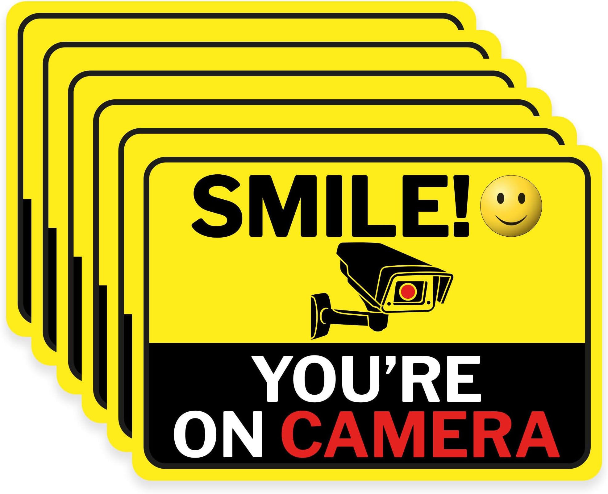 Amazon.com: Smile You're On Camera Sign, Double-Sided 6 Pack 2.5"x3.5 ...