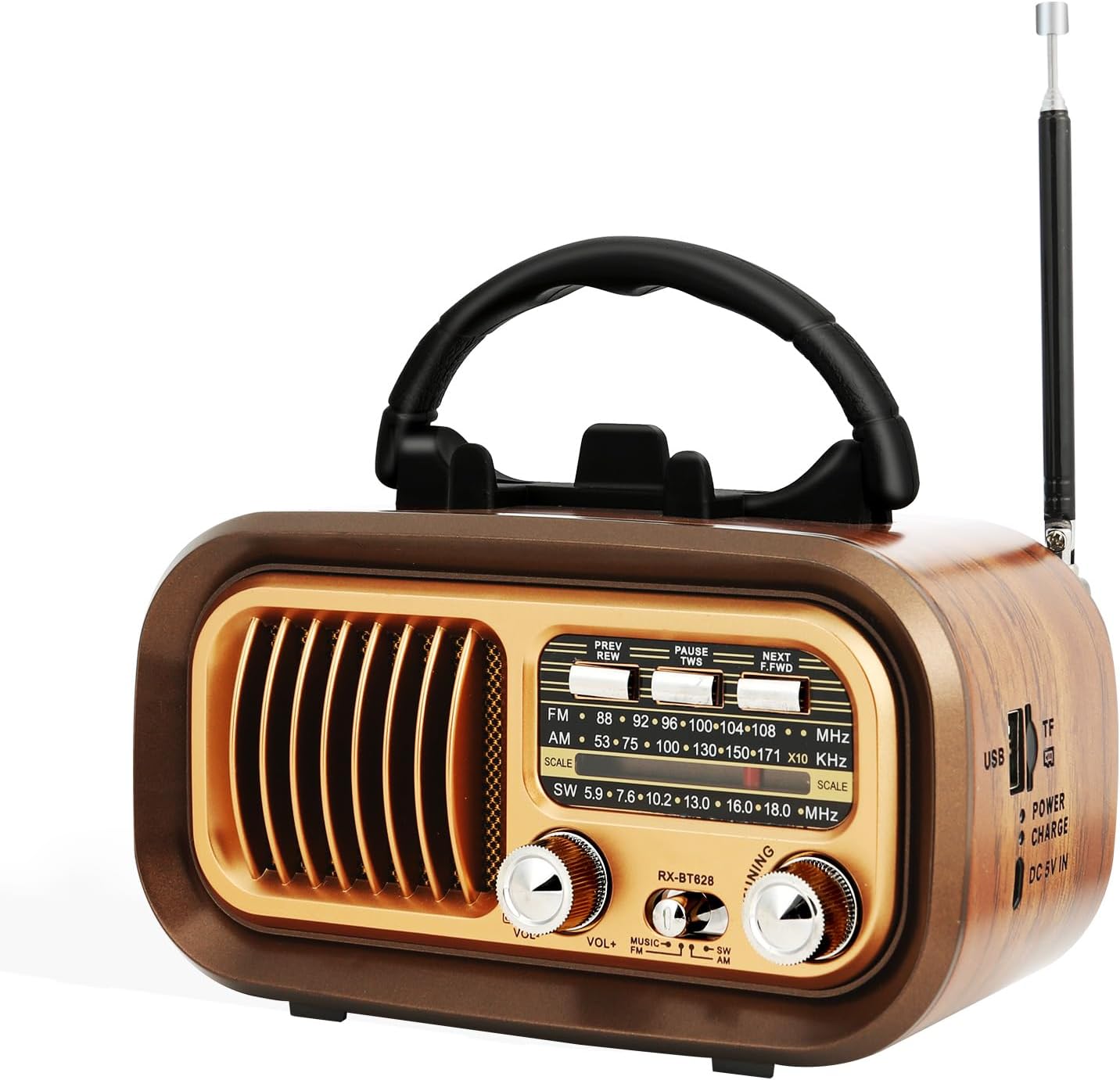 Portable Radio Retro, AM/FM/SW Small Radio Bluetooth, Battery Radio ...