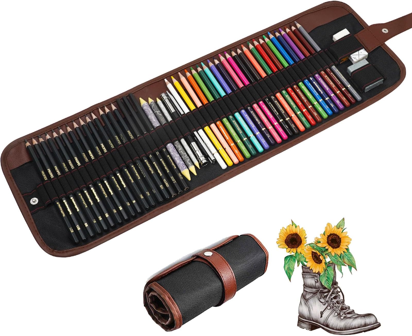 Amazon.com : Daerthotk Sketch Drawing Kit Graphite Pencils, Charcoal ...