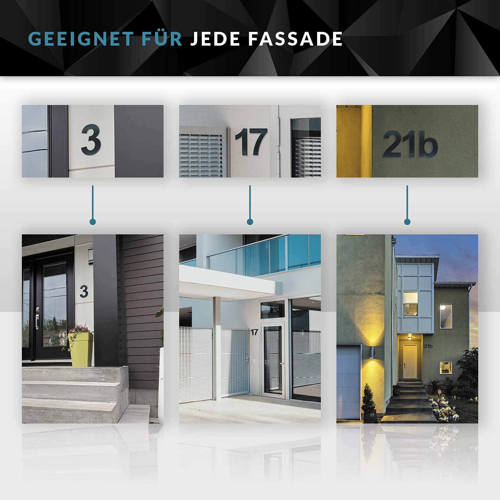 VITAUX House Number Anthracite [H = 20 cm] RAL 7016 Including Template ...