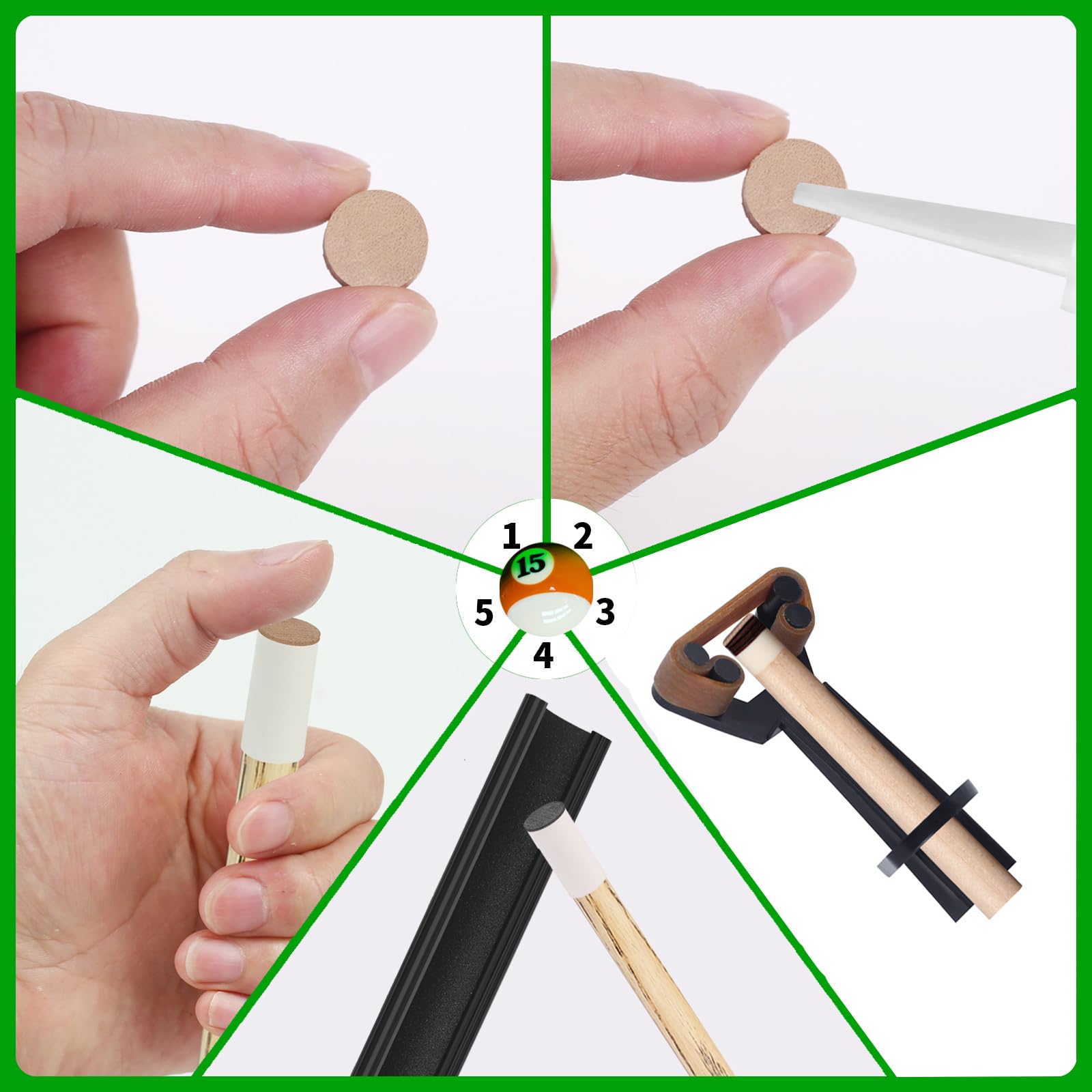 Snapklik.com : 38pcs Pool Cue Tip Repair Kit: 20 Billiard Cue Tips 2 ...
