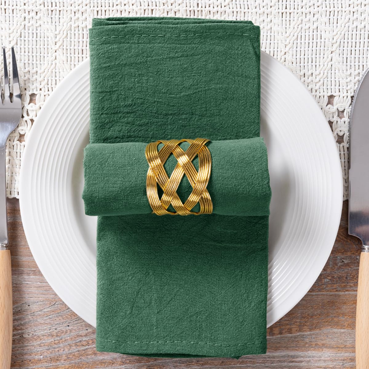 Amazon.com: MLMC Emerald Green Cotton Linen Napkins Christmas Cloth ...
