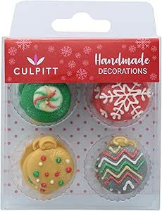 Culpitt Christmas Bauble Sugar Pipings, Edible Royal Icing Decorations ...