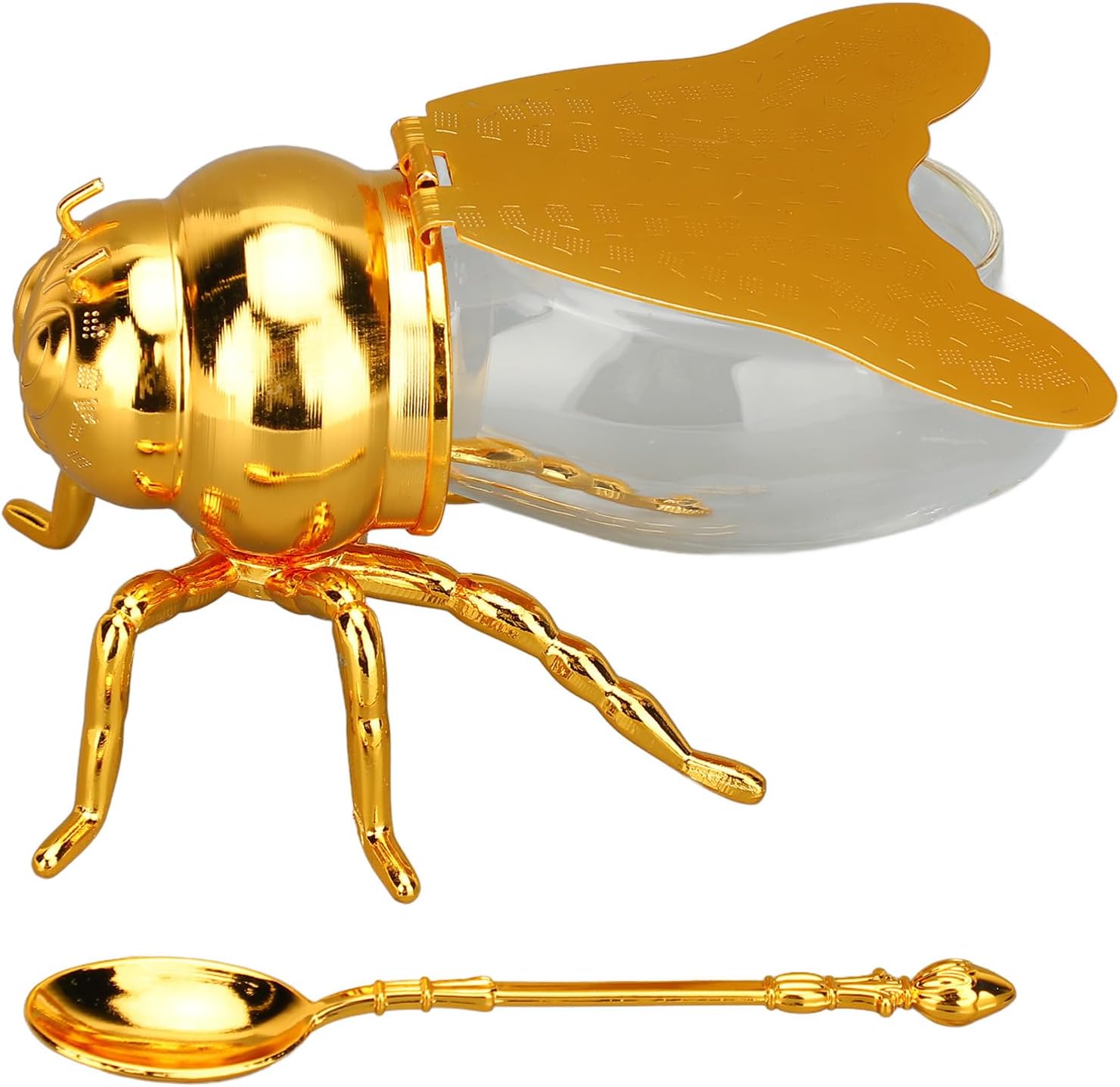 Amazon.com: Oreilet Bee Honey Jar, Decorative Glass Bee Shaped Honey ...