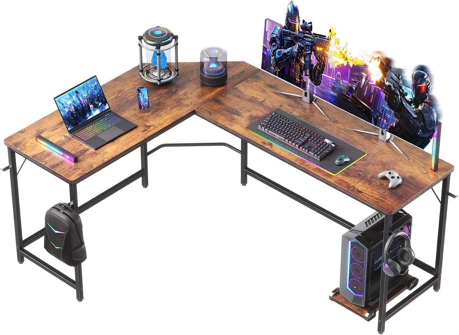 Amazon.com: DUMOS 66" Gaming Desk, L Shaped Corner Computer Desk ...