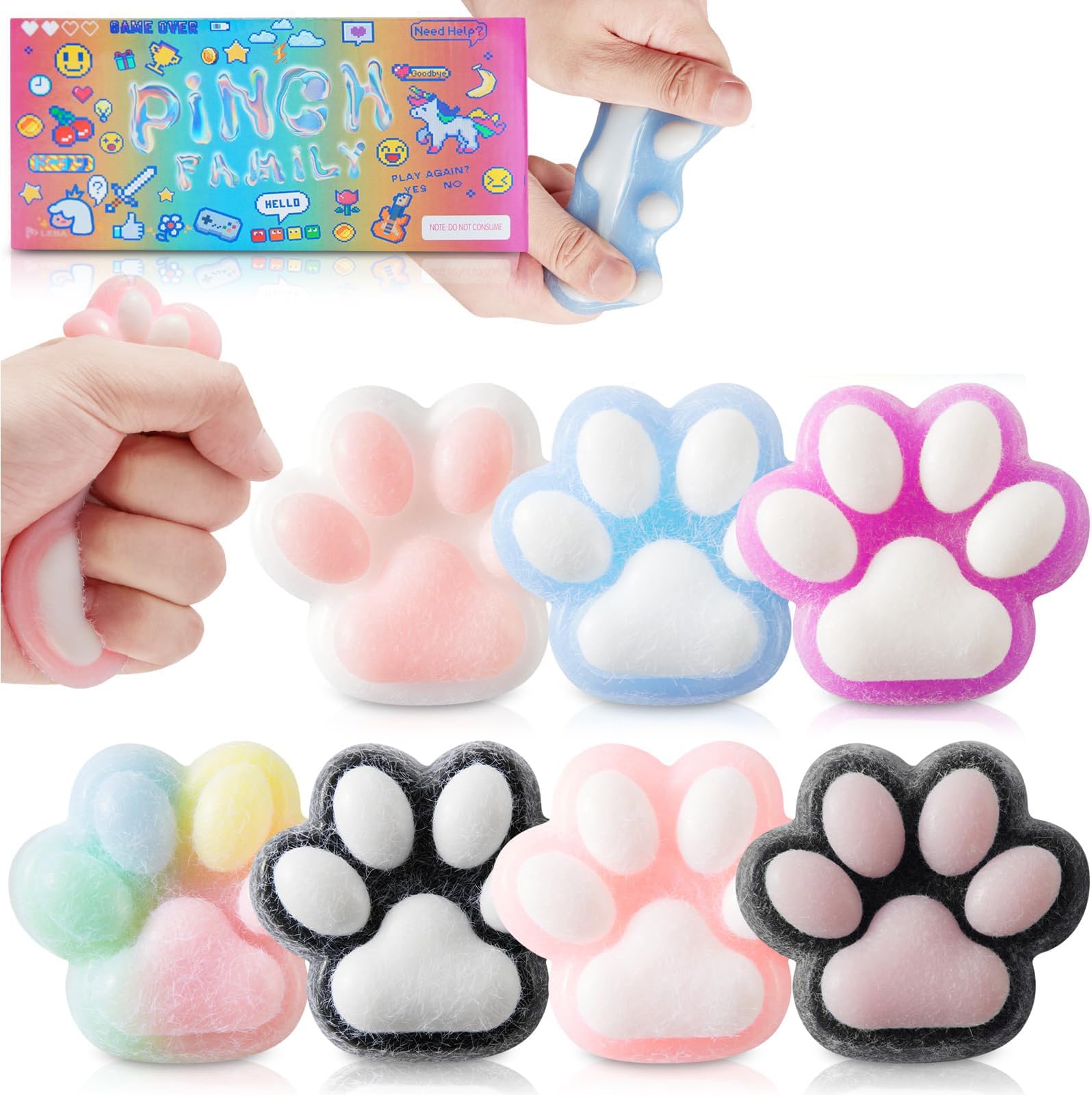 Beauenty Squishy Cat Paw Squeeze Toys,7Pcs Random Color Squishy Fidget ...