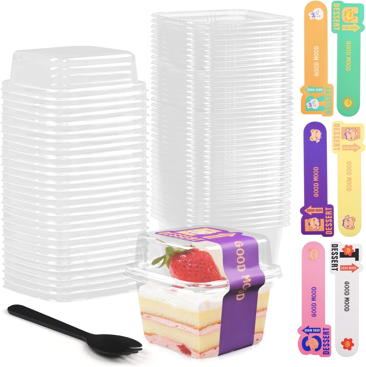 Amazon.com: Tanlade 100 Sets 8 oz Clear Dessert Cups with Lids and ...