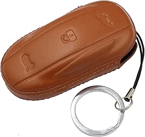 M.JVisun Genuine Leather Key Case Key Fob for Tesla Model X Car Key ...