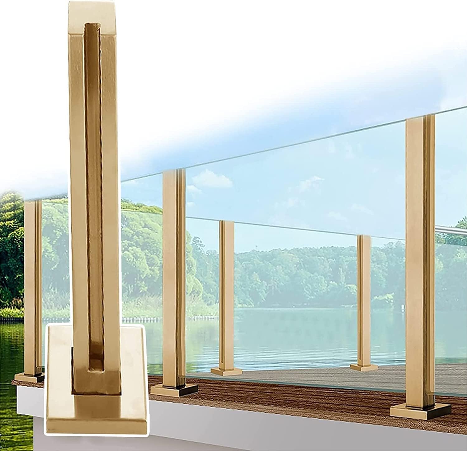 Amazon.com: Garden Deck Stairway Fencing Clamp Posts Floor Mount Glass ...