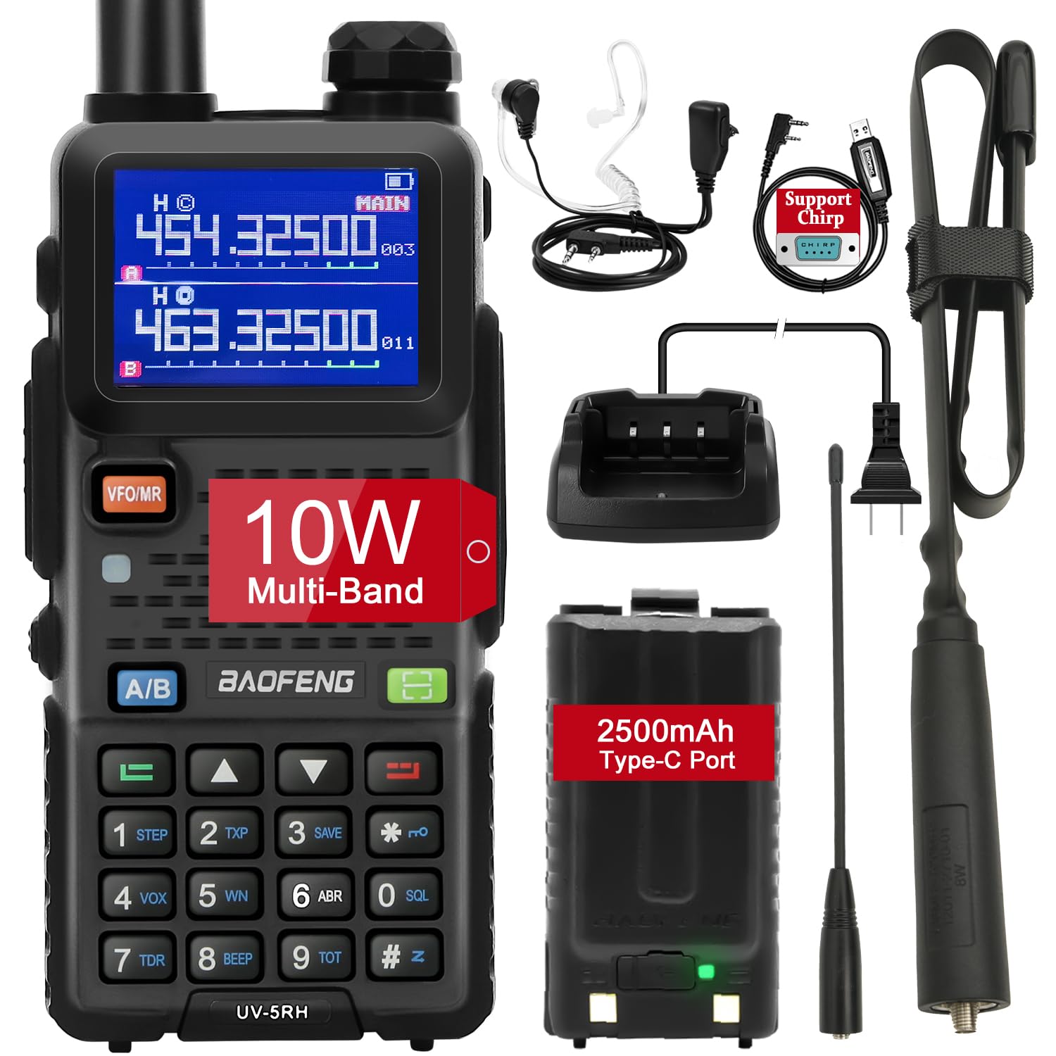 Amazon.com: BAOFENG UV-5RM 10W Radio, Ham Radio Long Range with Tctical ...