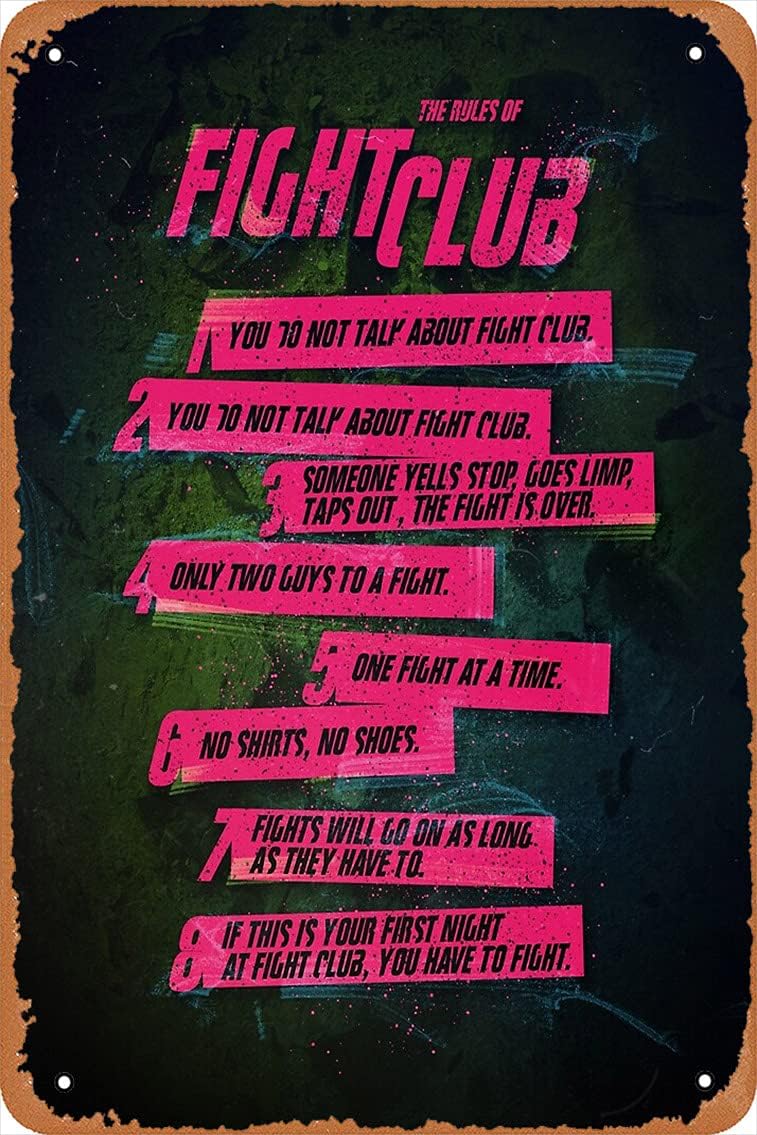 Amazon.com: Unidwod Fight Club Rules Quotes On Metal 8 x 12 Inches ...