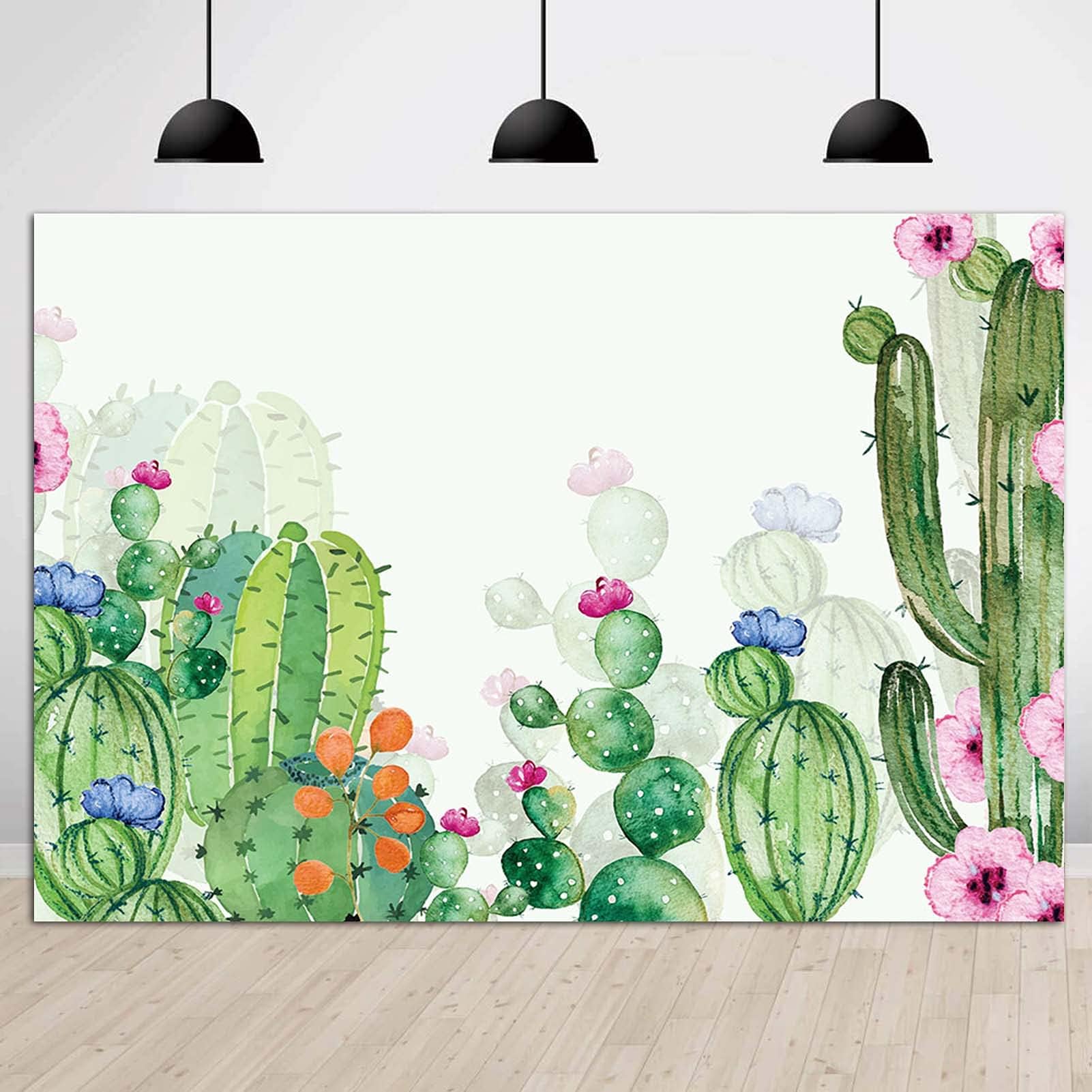Amazon.com : Cactus Floral Backdrop Watercolor Desert Plants ...