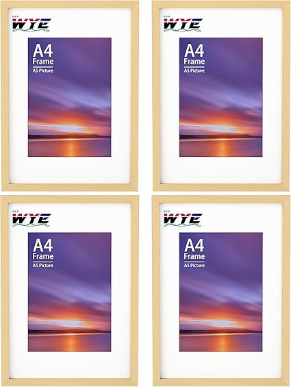 A4 Frame Wooden Set of 4, A4 Photo Frames with A5 Mount, A4 Picture ...