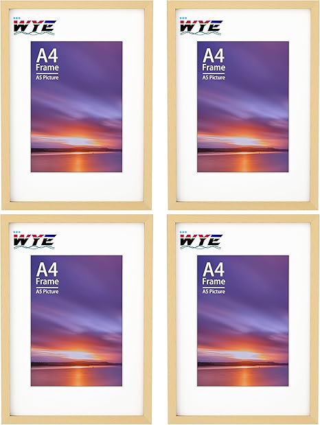 A4 Frame Wooden Set of 4, A4 Photo Frames with A5 Mount, A4 Picture ...