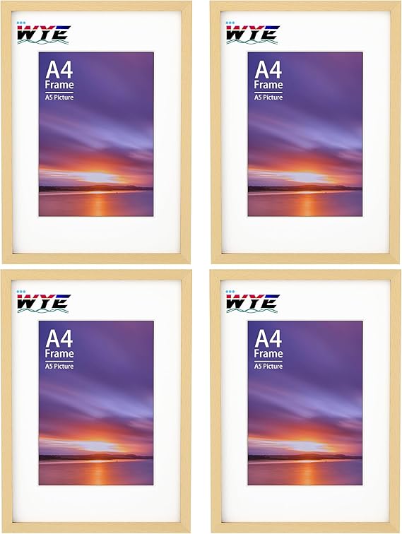 A4 Frame Wooden Set of 4, A4 Photo Frames with A5 Mount, A4 Picture ...