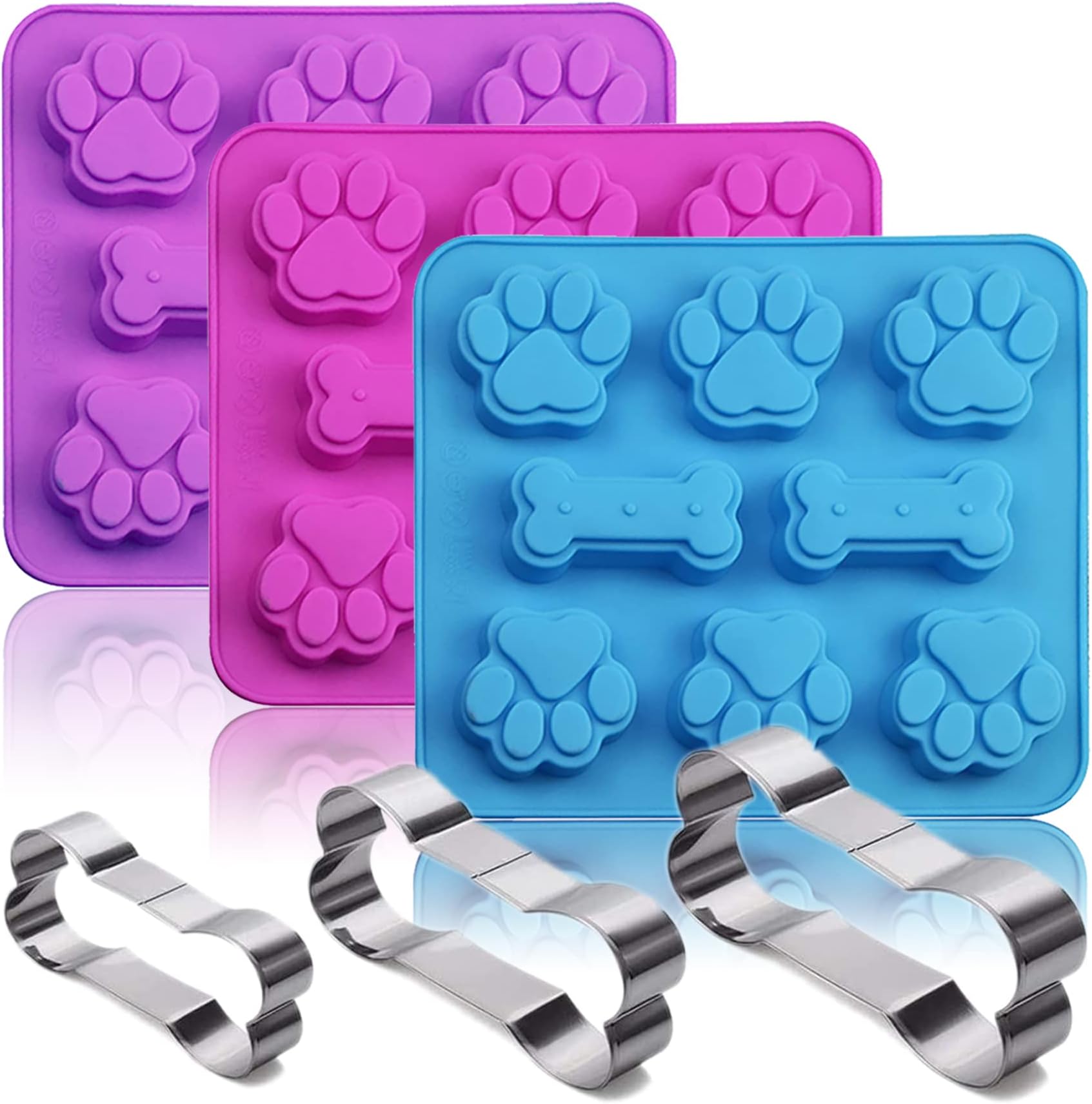 Amazon.com: Shxmlf Dog Treat Molds, Silicone puppy Paw and Bone Mold ...
