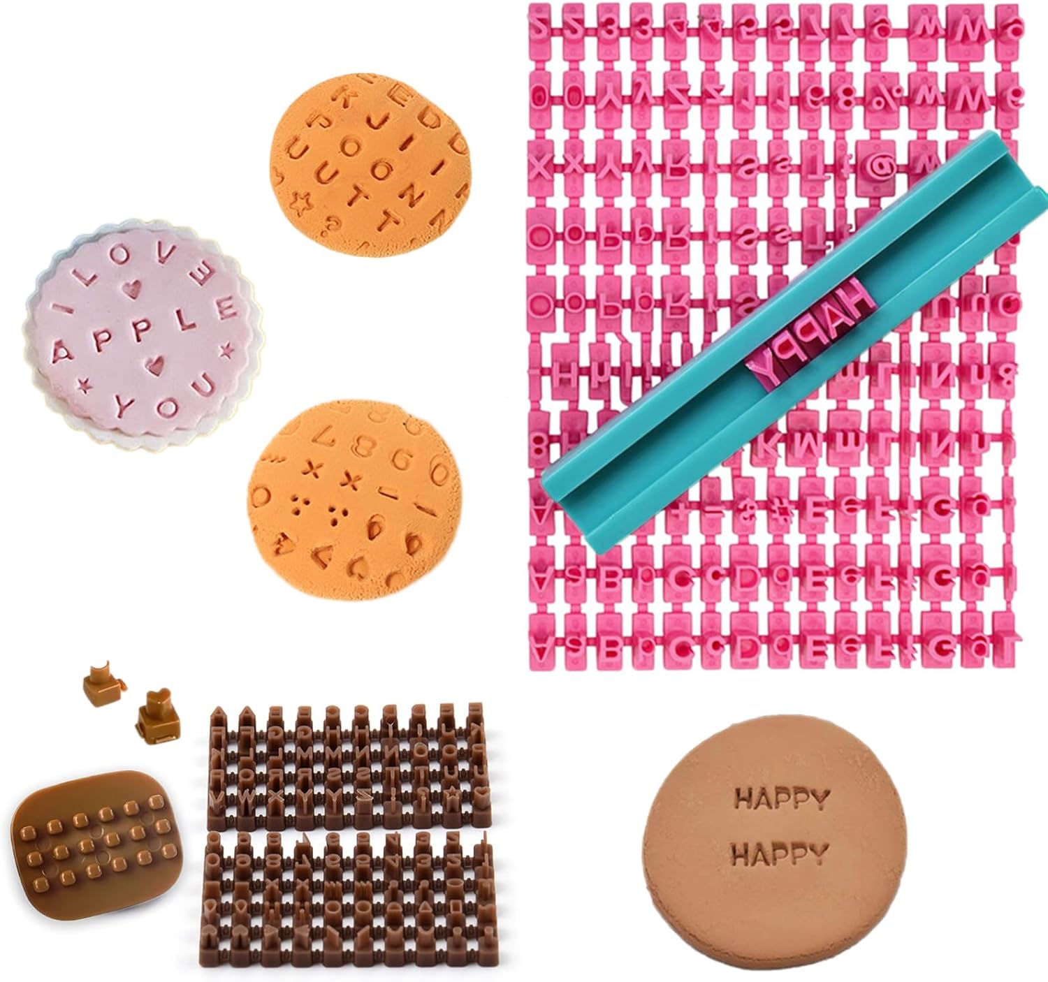 Amazon.com: 2Set Letter Stamps for Clay, Alphabet & Letters Embosser ...