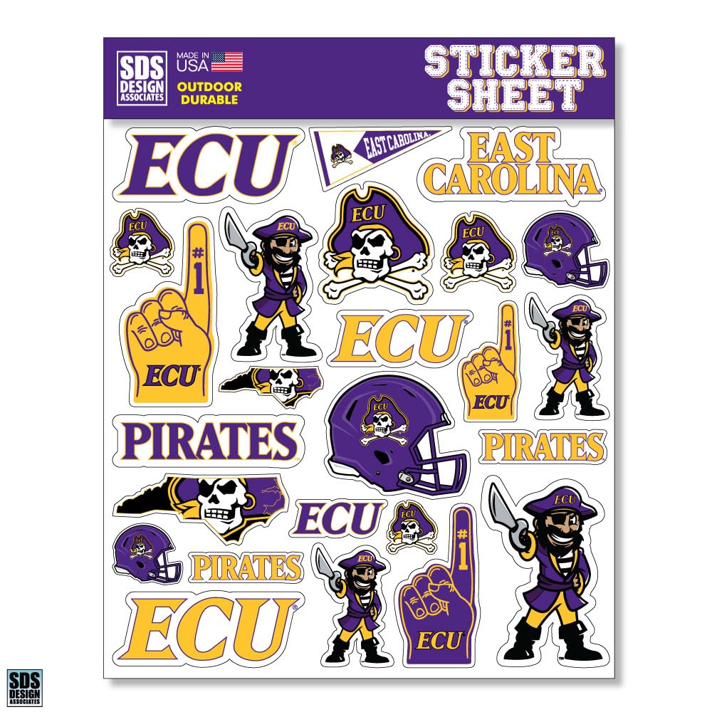 Amazon.com: Generic ECU East Carolina Pirates Fan Sticker Sheet, Purple ...