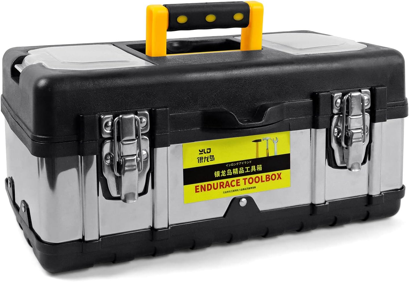 Tool Box 17 Inch Heavy Duty Stainless Steel Portable with 2 Lid ...