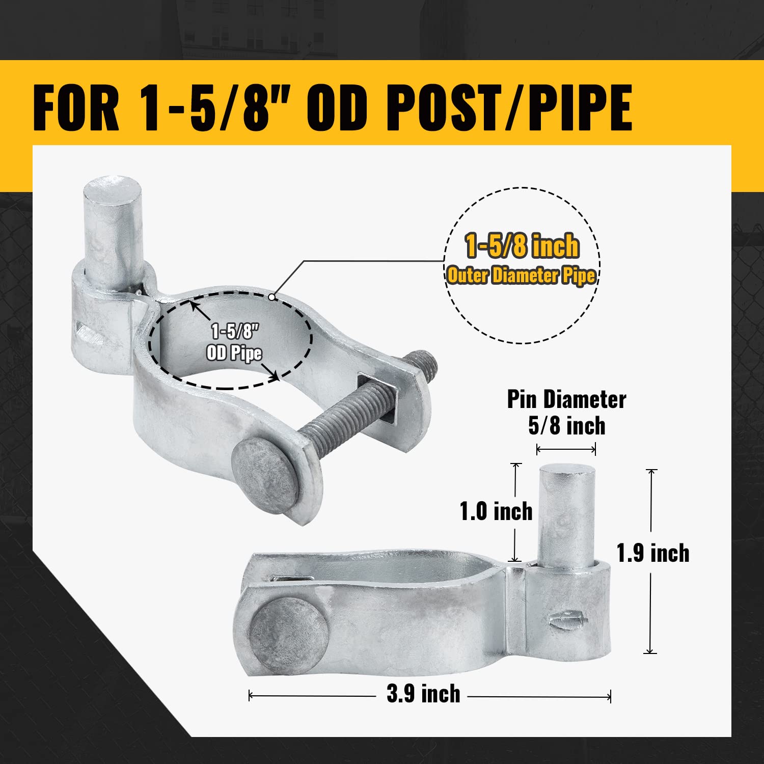 Snapklik.com : VIVIDA 1-5/8" Chain Link Gate Hinge 6 PCS