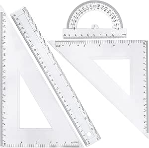Amazon.com : 4pcs Math Geometry Tool Set, Including 1pcs Clear Plastic ...