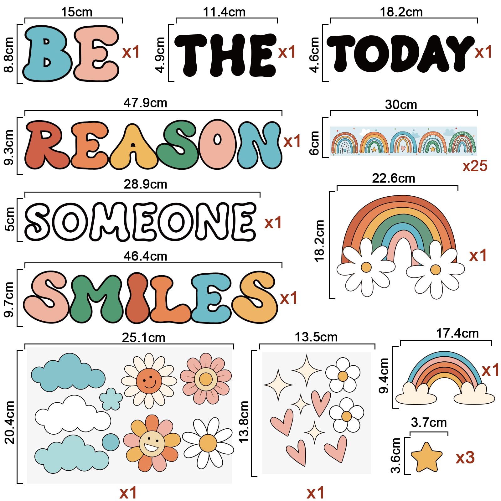 Snapklik.com : Boho Rainbow Classroom Bulletin Board Decoration Set ...