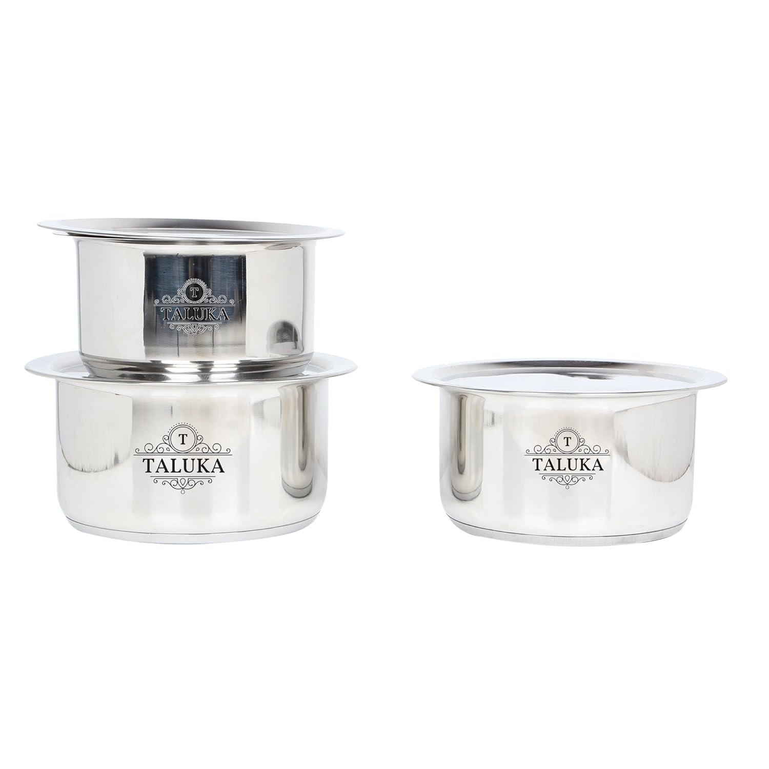 Buy Taluka Stainless Steel Topes with Lid Steel Topia 3 PCS Combo Set ...