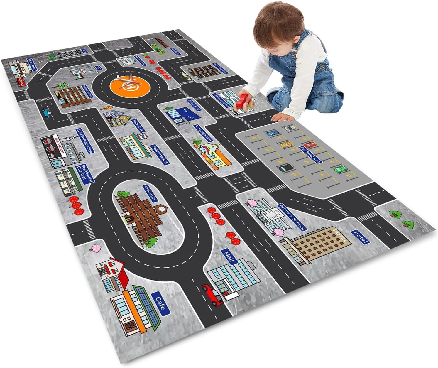 Amazon.com: Kids Rug Car Rugs for Kids Toy Cars Play Mat City Life Road ...