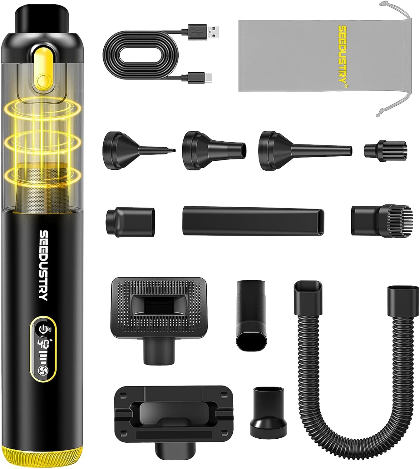 Amazon.com: SEEDUSTRY Handheld Car Vacuum Portable Cordless, 6-in-1 ...