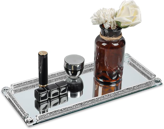 Amazon.com: Mirror Perfume Tray - Silver Glass Tray Home Decor ...